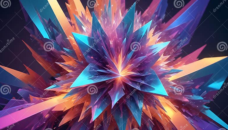 Geometric Structure Made of Sharp, Bright Colored Triangles Creating a ...