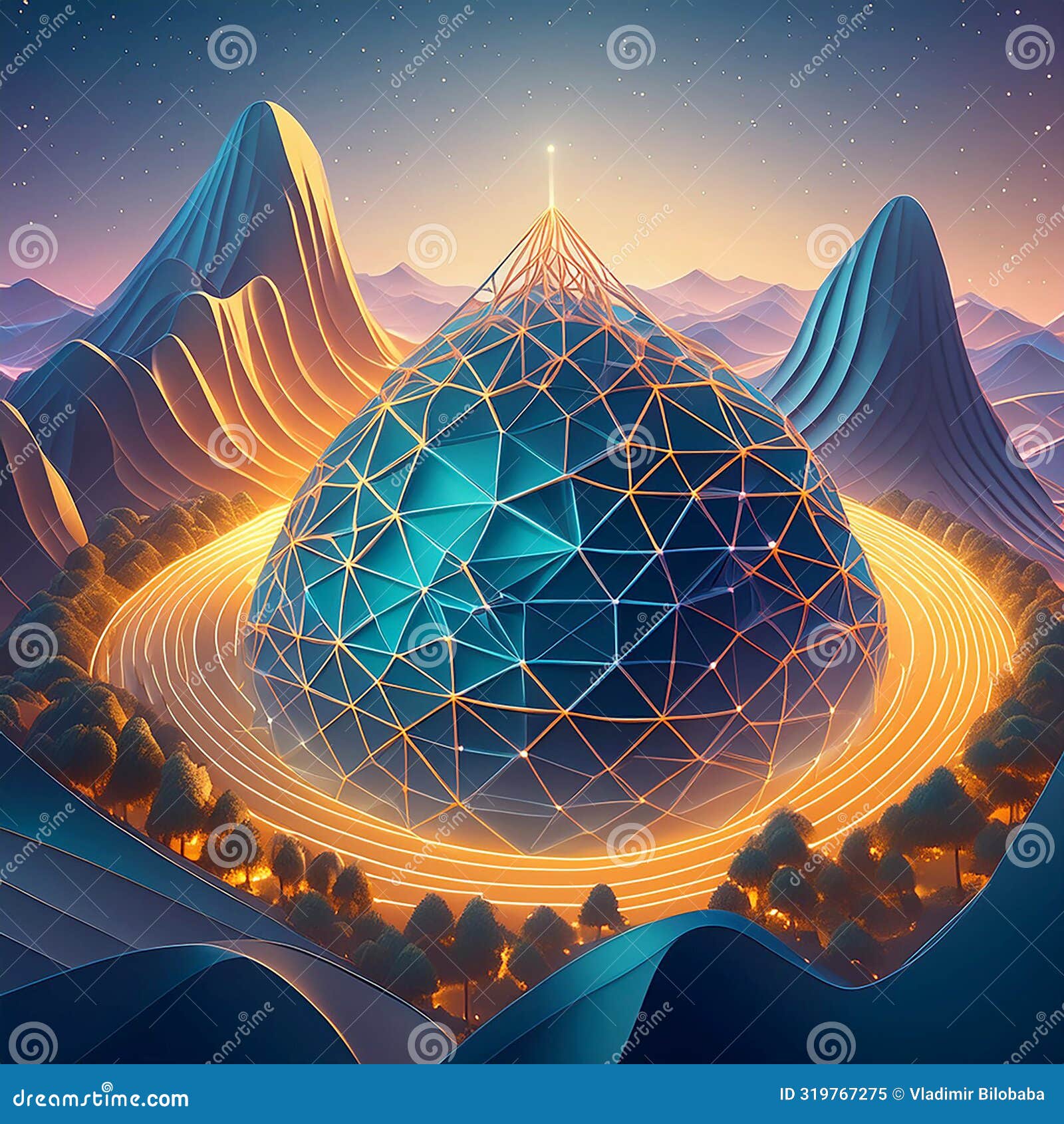 Geometric Structure on Mountain Peak Stock Illustration - Illustration ...