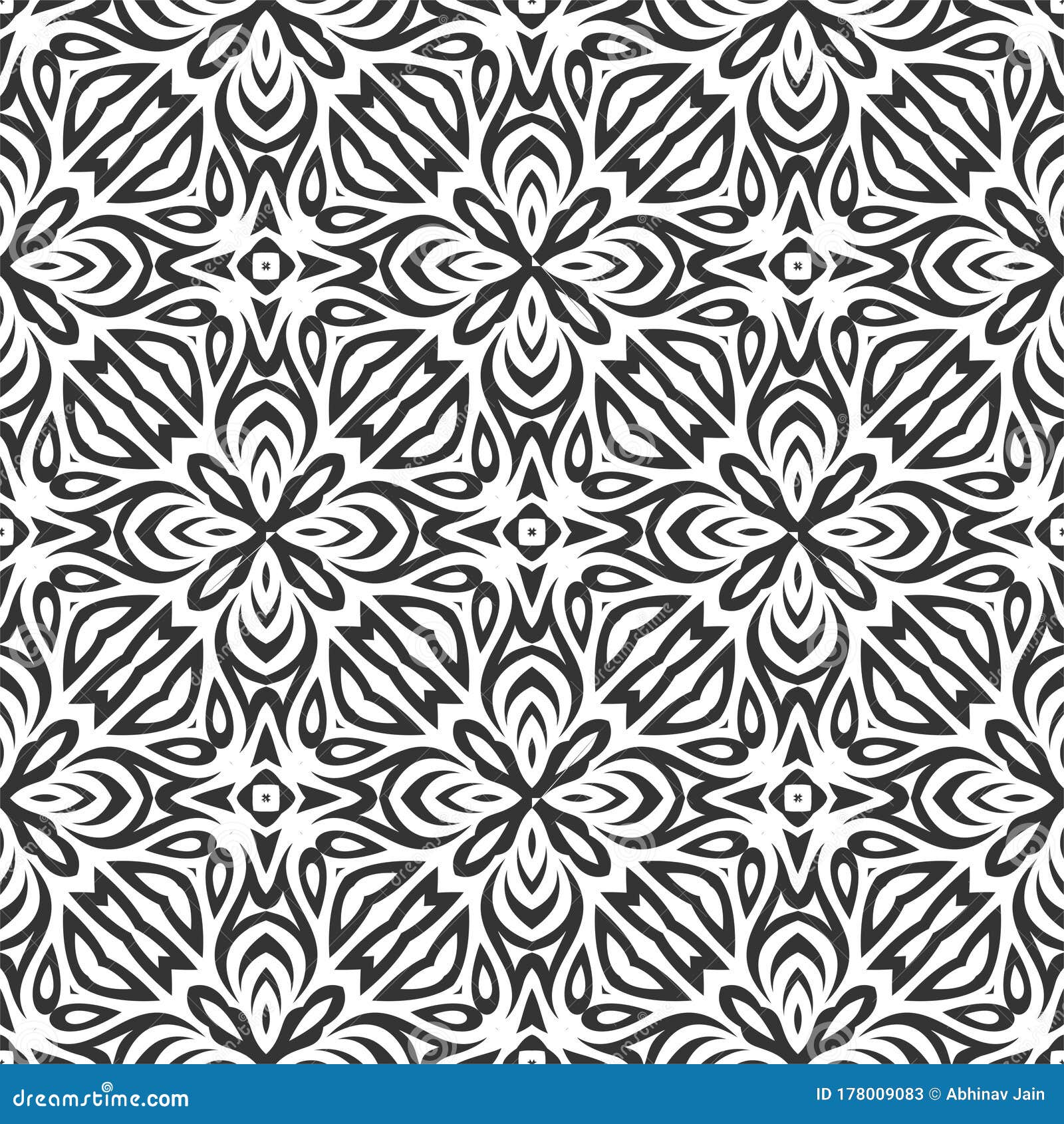 Geometric Style Floral Black N White Pattern. Mesh Floral Texture ...