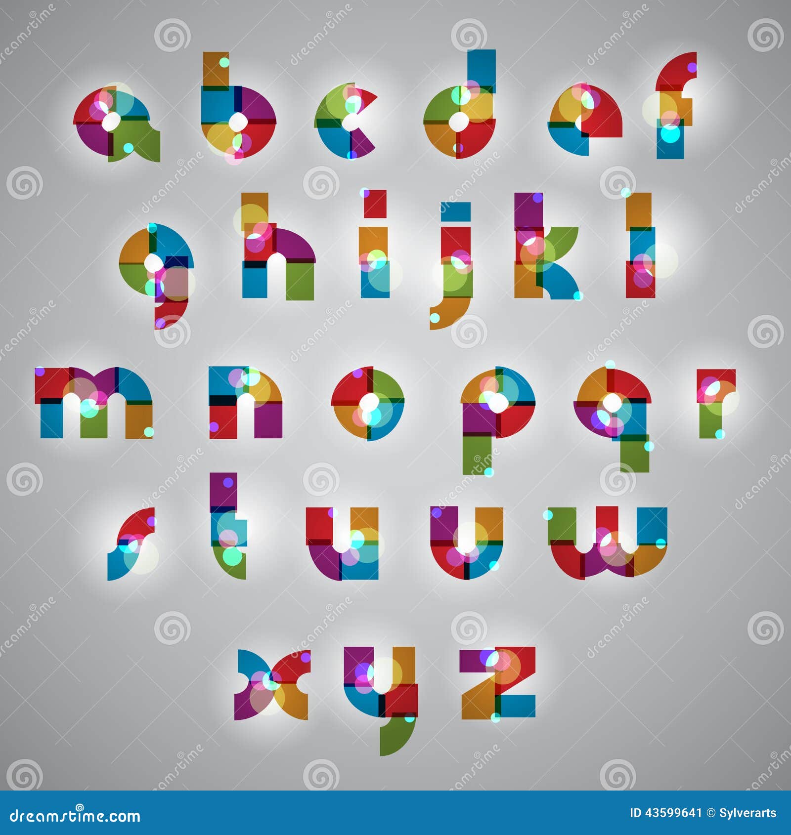 Geometric Style Letters Alphabet with Lights Effects. Stock Vector ...