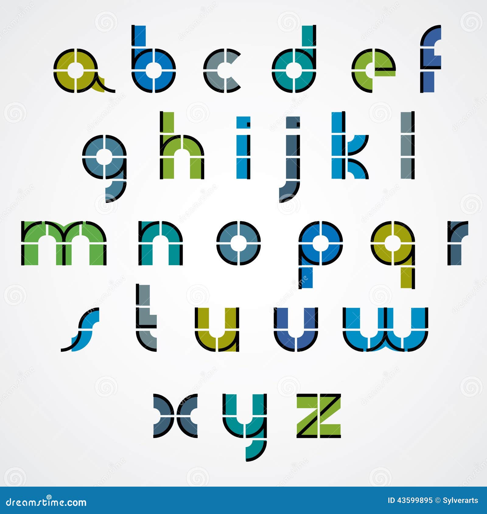 Geometric Style Letters Alphabet. Stock Vector - Illustration of ...