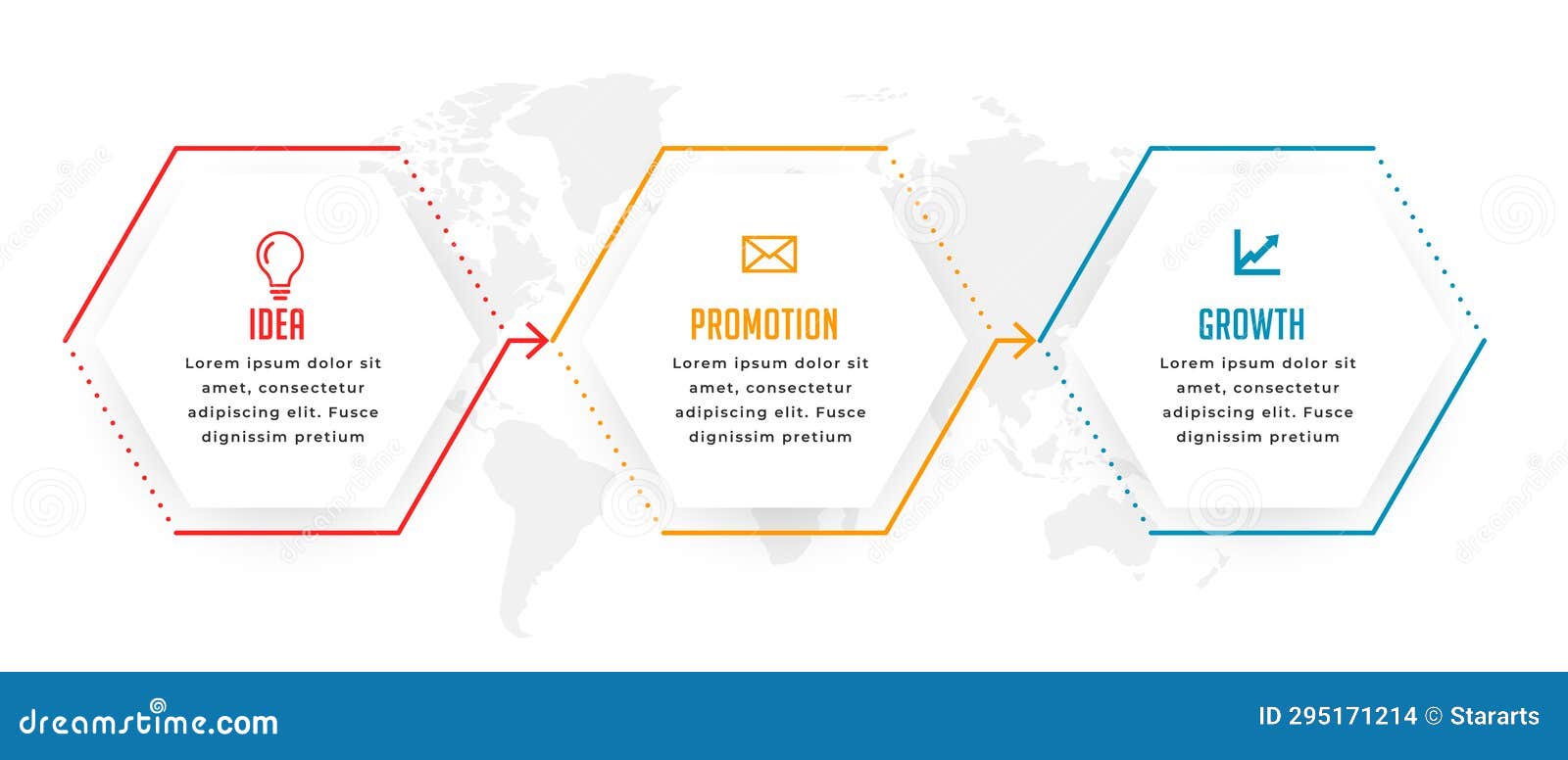 Geometric Style Three Step Infographic Process Diagram Template Stock ...