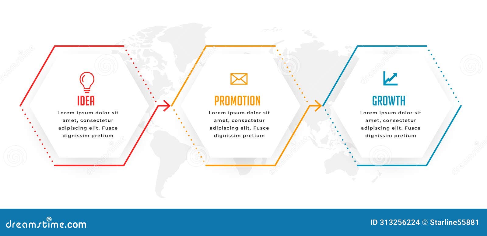 Geometric Style Three Step Infographic Process Diagram Template Stock Vector - Illustration of ...