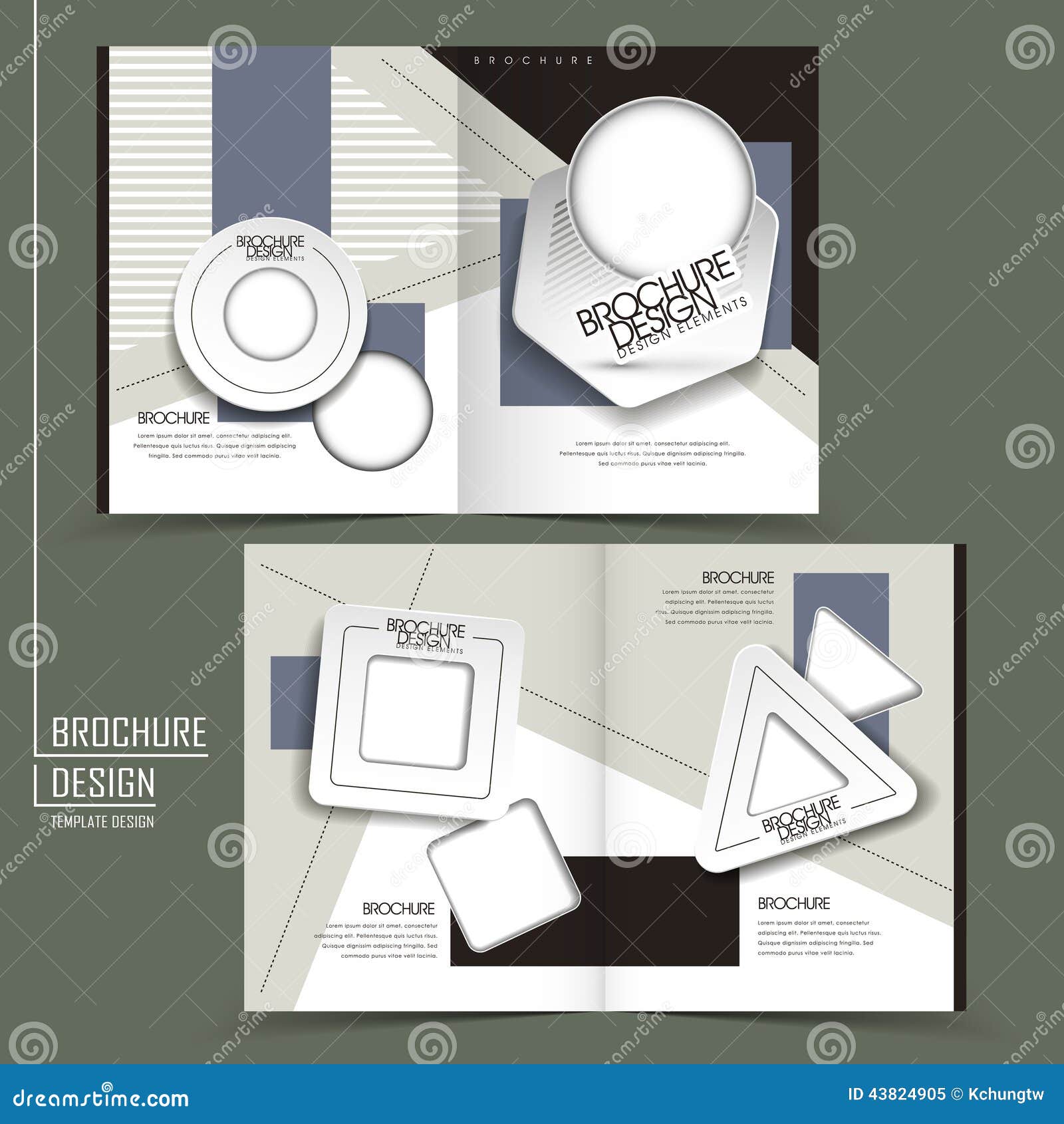 Geometric Style Two-fold Brochure Template for Business Stock Vector ...