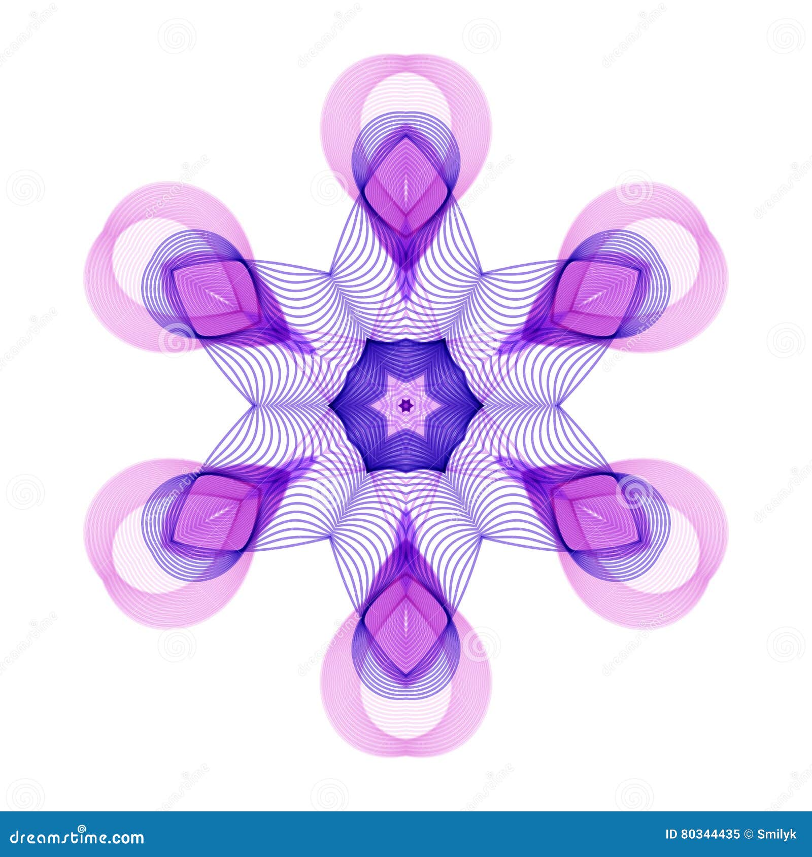 Geometric Stylized Hexagonal Violet Flower on White Background. Stock ...