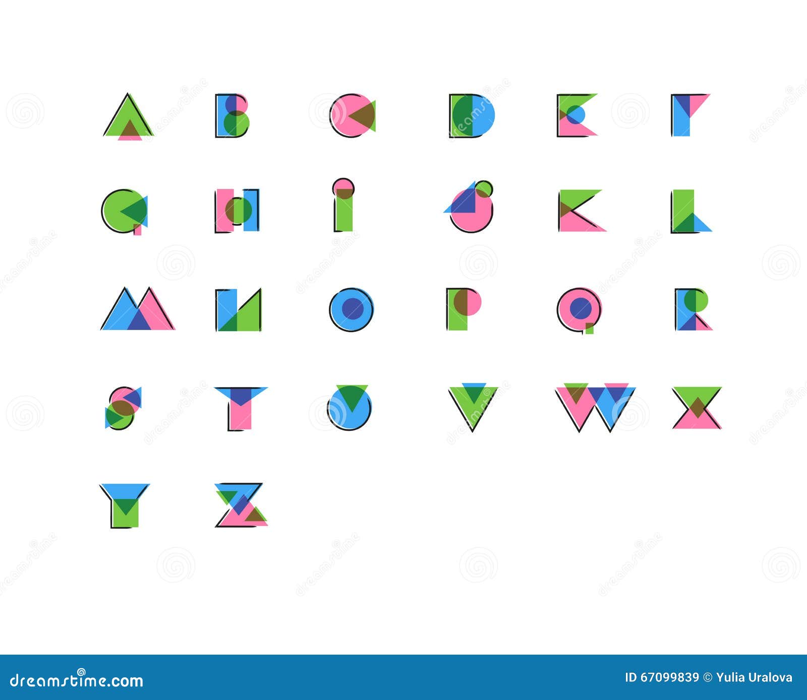 Geometric Stylized Offset Print, Anaglyph, Overprint Effect Font. Use ...