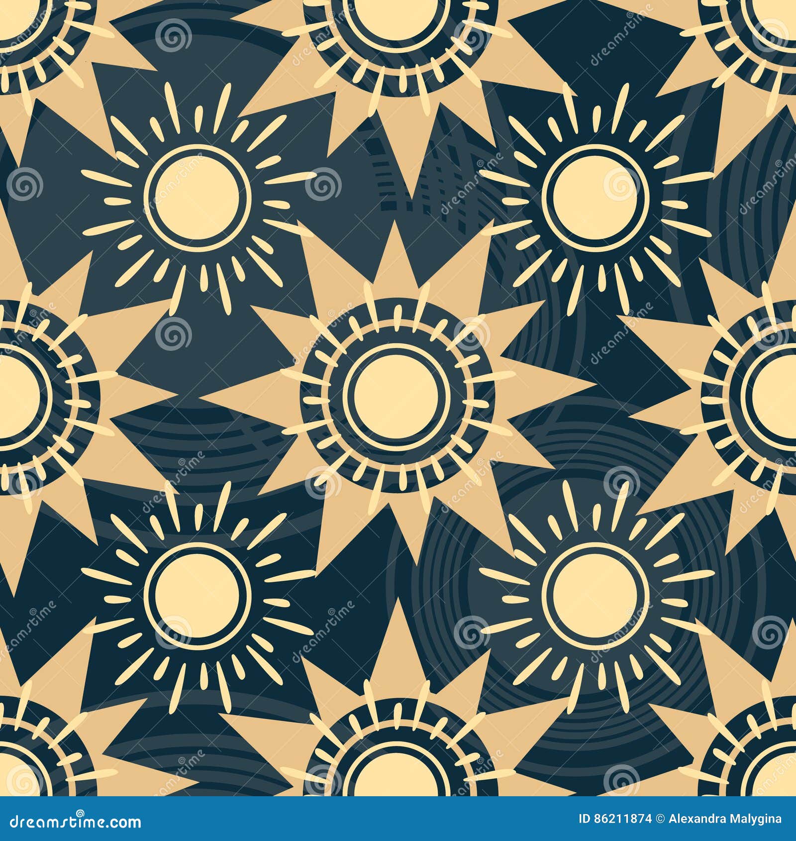 Geometric sun pattern stock vector. Illustration of african - 86211874