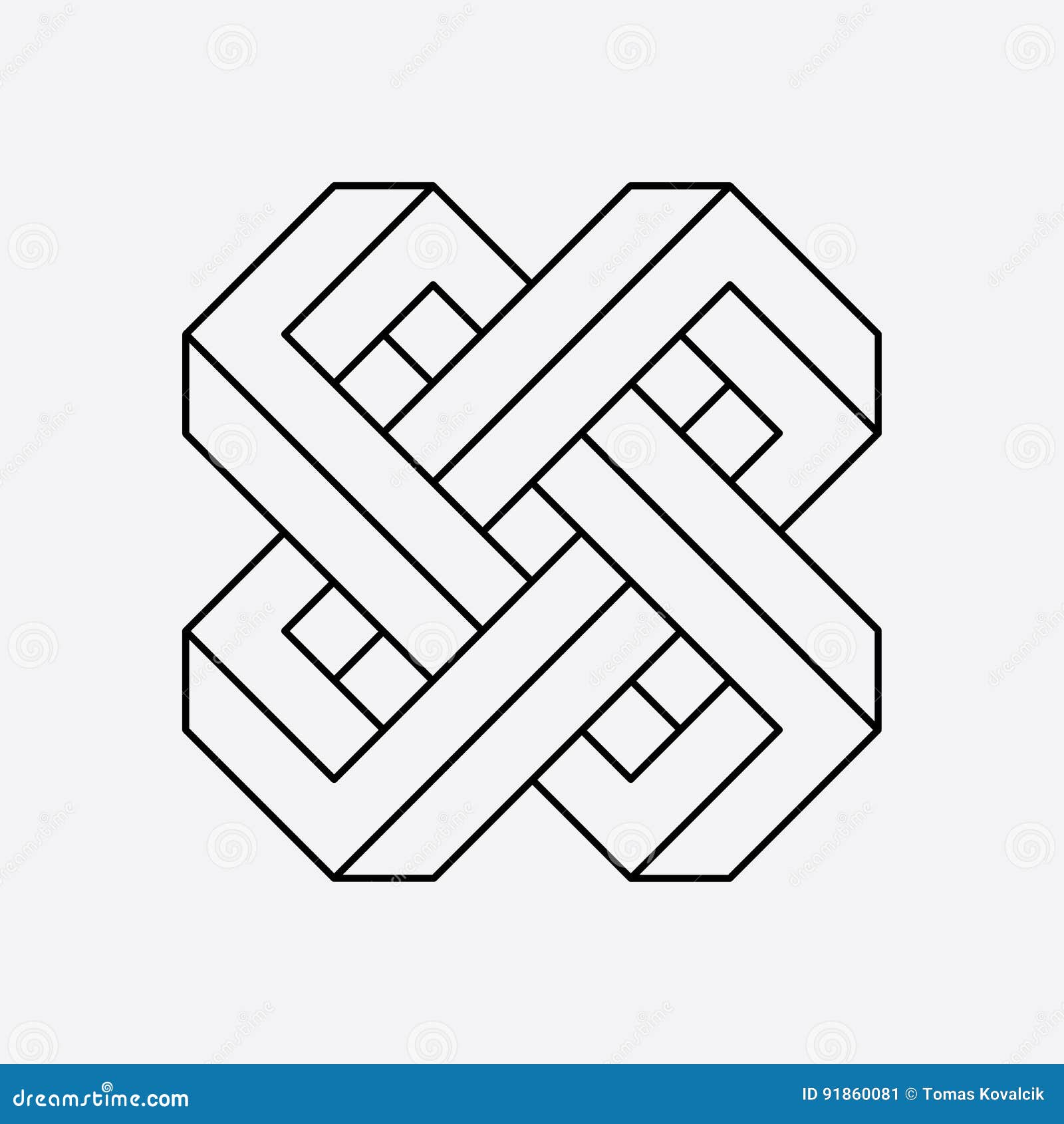 Geometric Symbol, Connected Rectangles Stock Vector - Illustration of ...