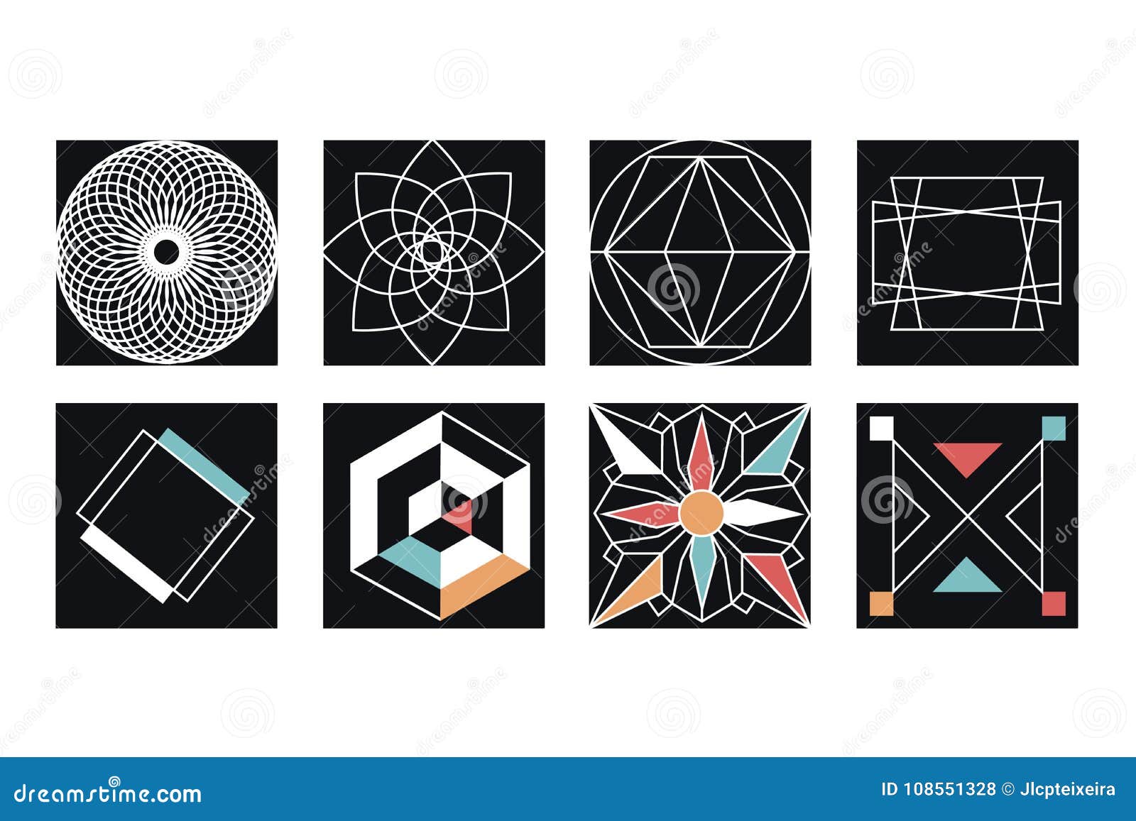 Geometric Symbols Collection Stock Vector - Illustration of editable ...
