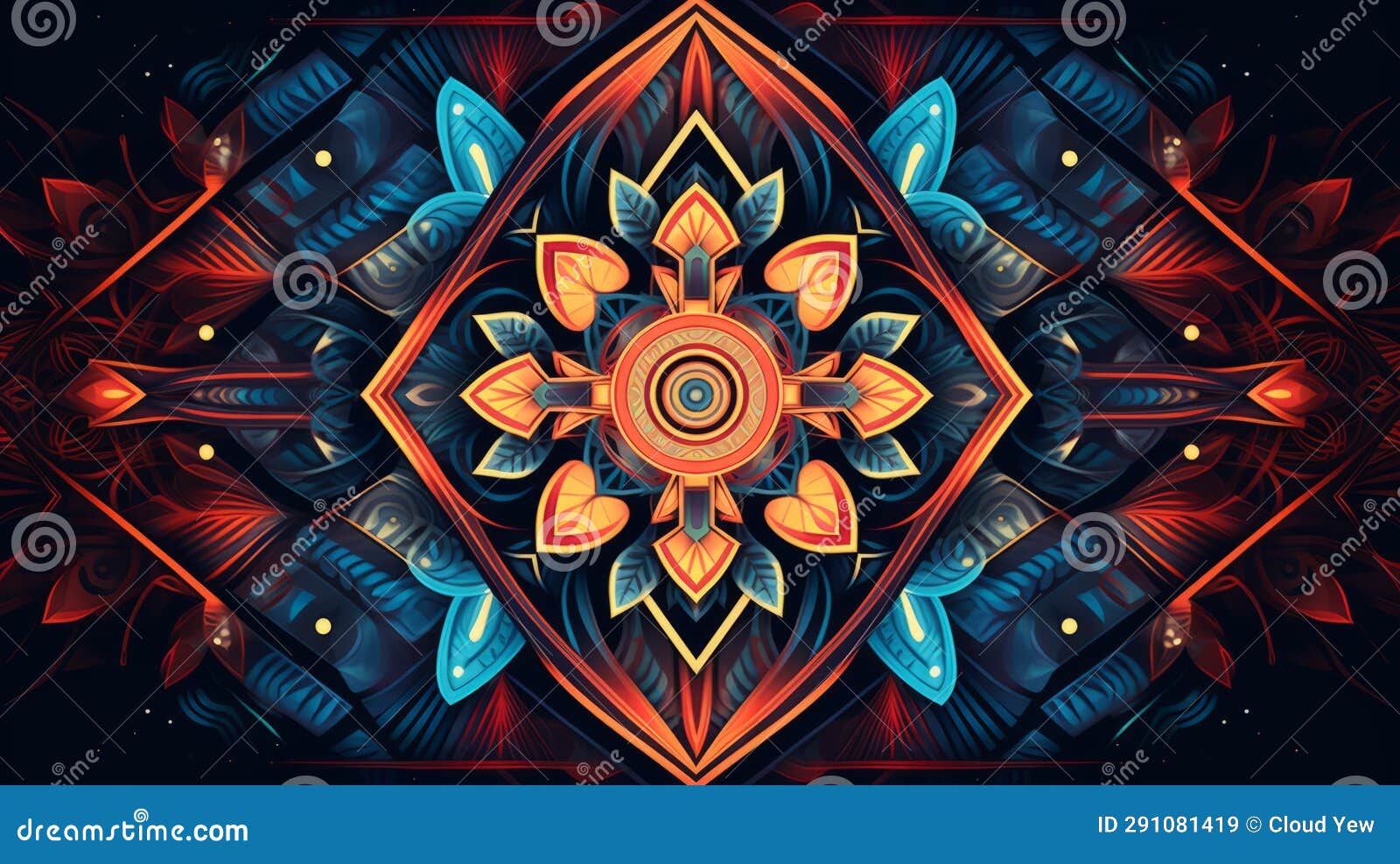 Geometric Symmetry Art stock illustration. Illustration of blue - 291081419