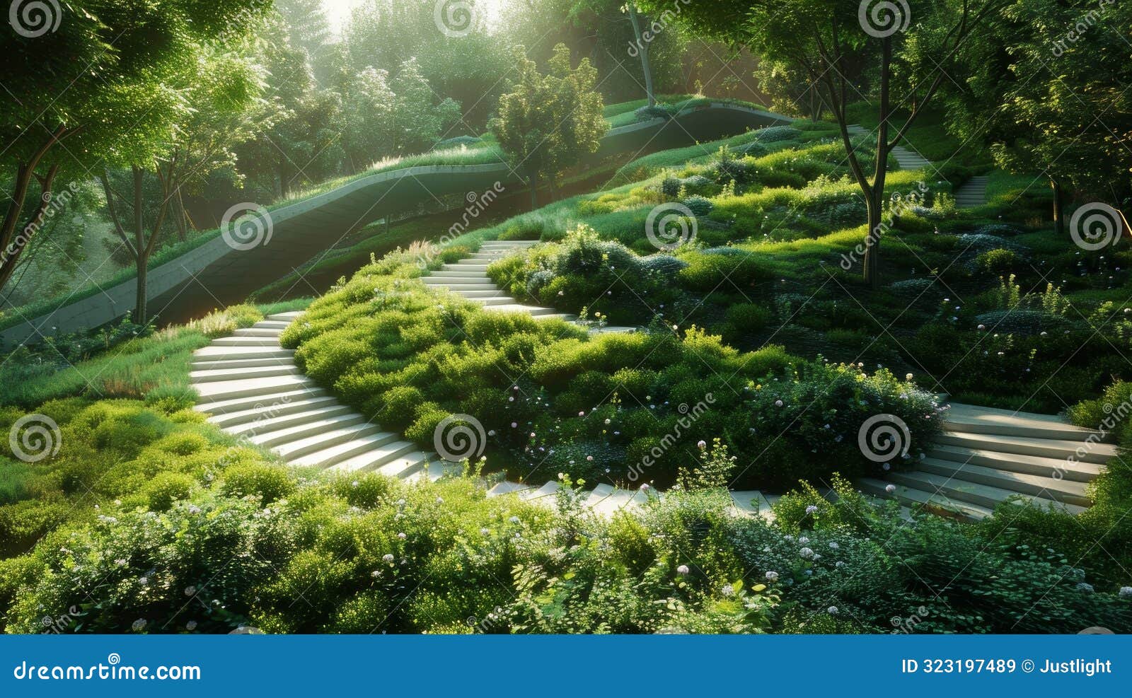 A Geometric Symphony in Greenery with Pathways Harmoniously Blending ...