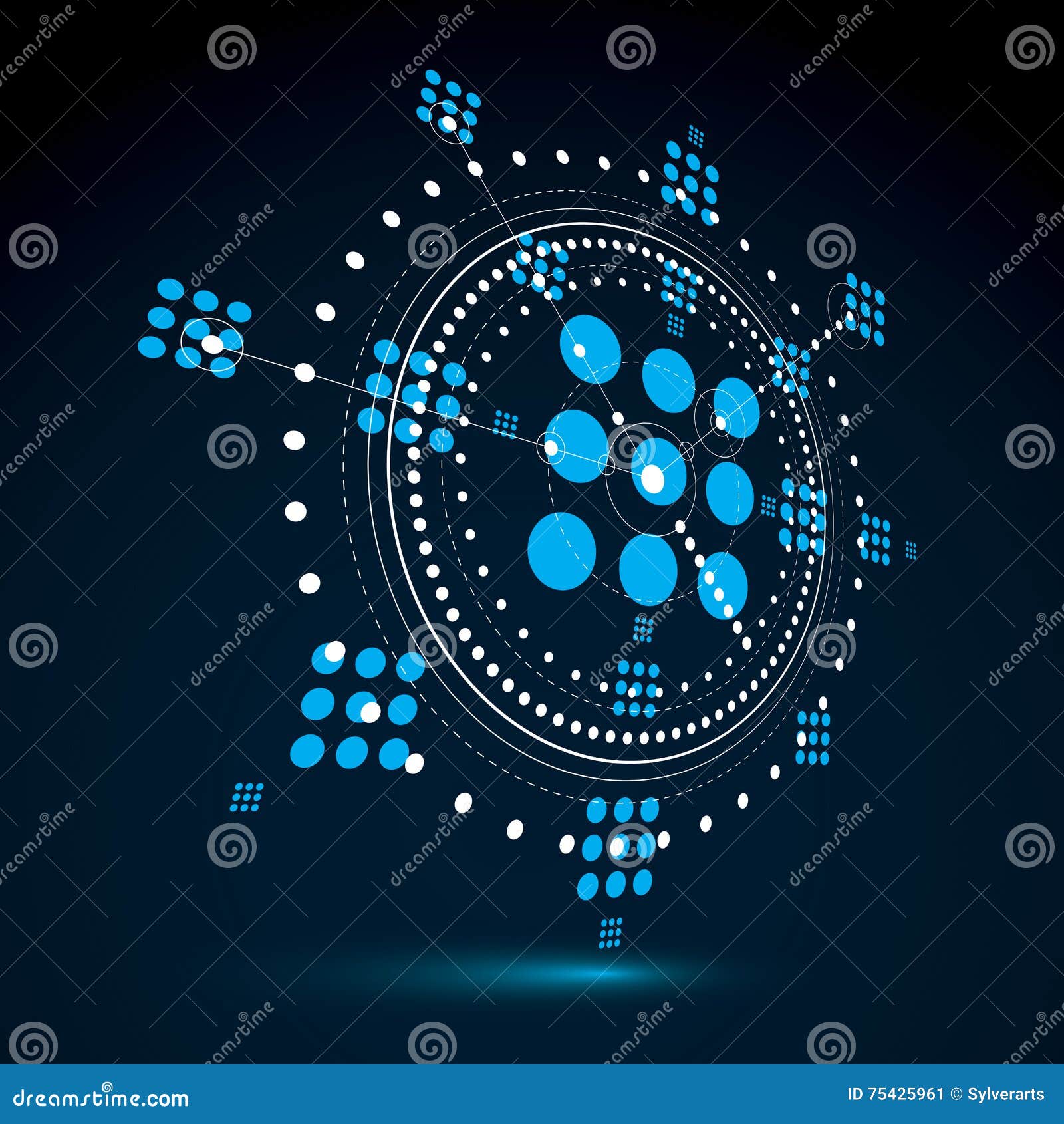 Geometric Technology 3d Drawing, Blue Technical Wallpaper Stock ...