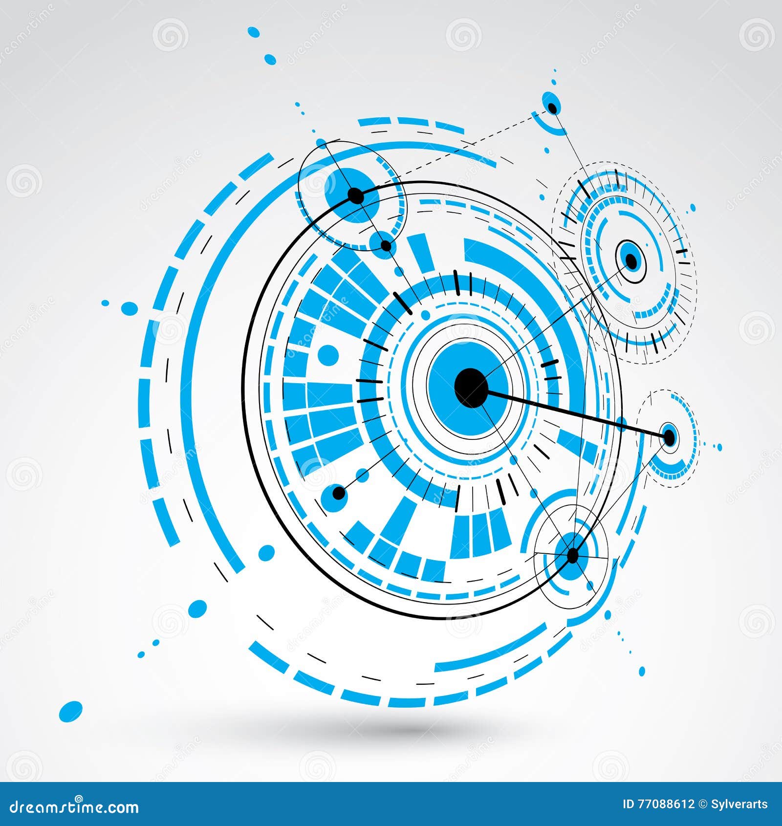 Geometric Technology 3d Vector Drawing, Blue Technical Wallpaper Stock ...