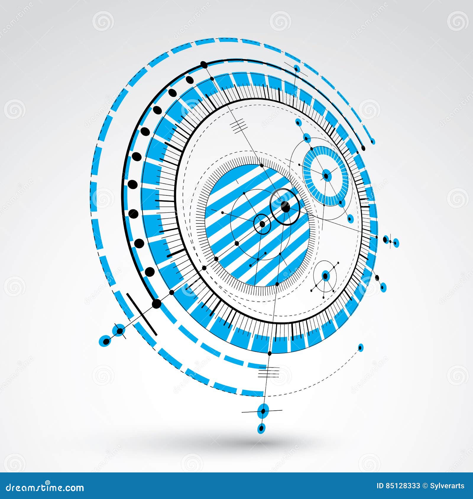 Geometric Technology 3d Vector Drawing, Blue Technical Wallpaper Stock ...