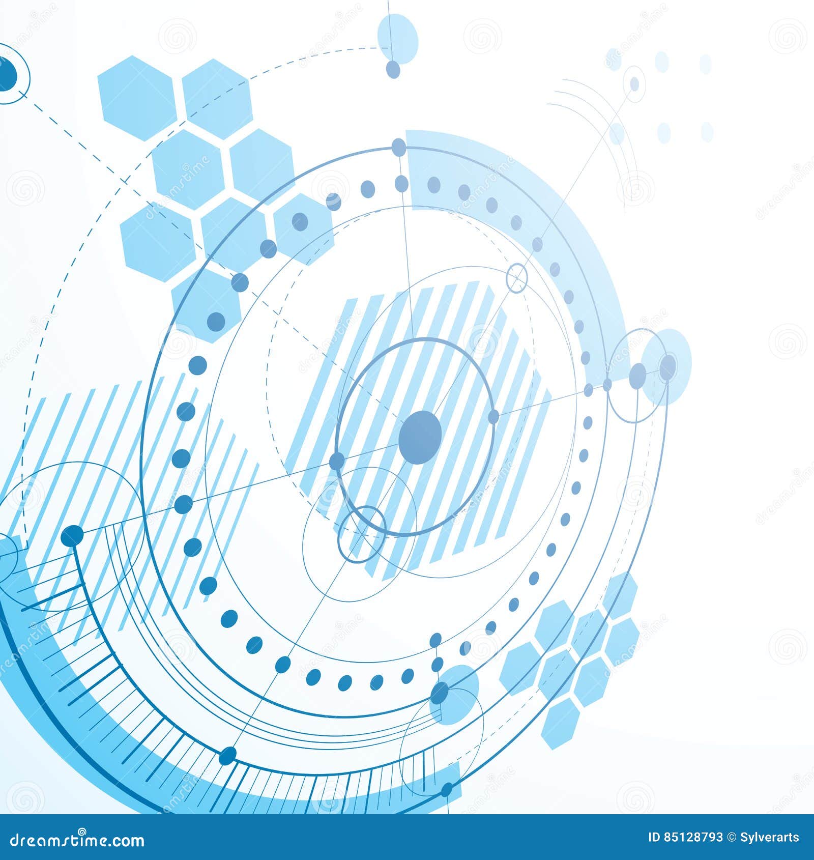 Geometric Technology 3d Vector Drawing, Blue Technical Wallpaper Stock ...