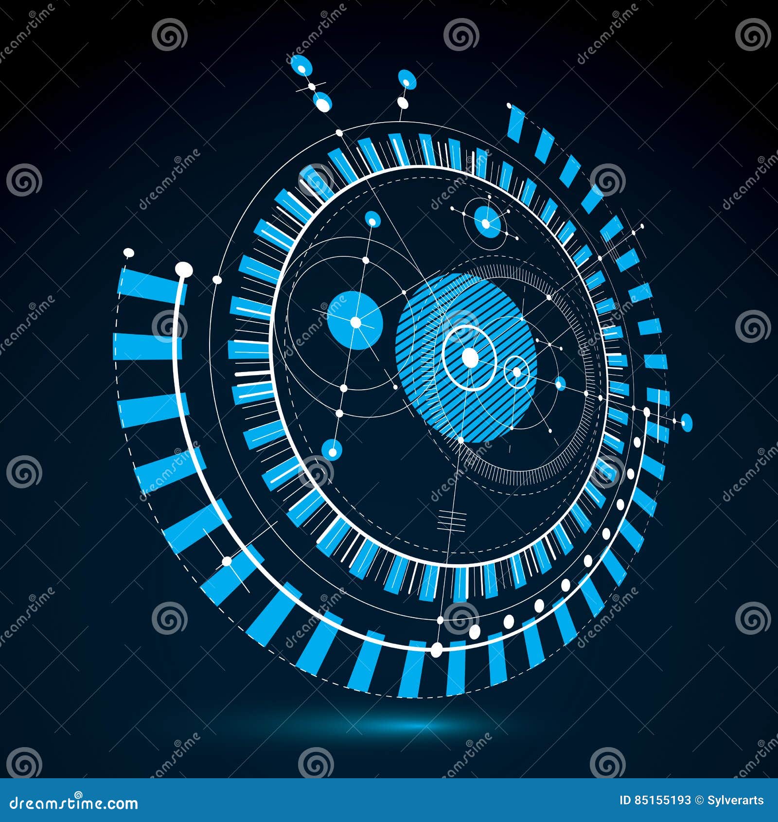 Geometric Technology 3d Vector Drawing, Blue Technical Wallpaper Stock ...