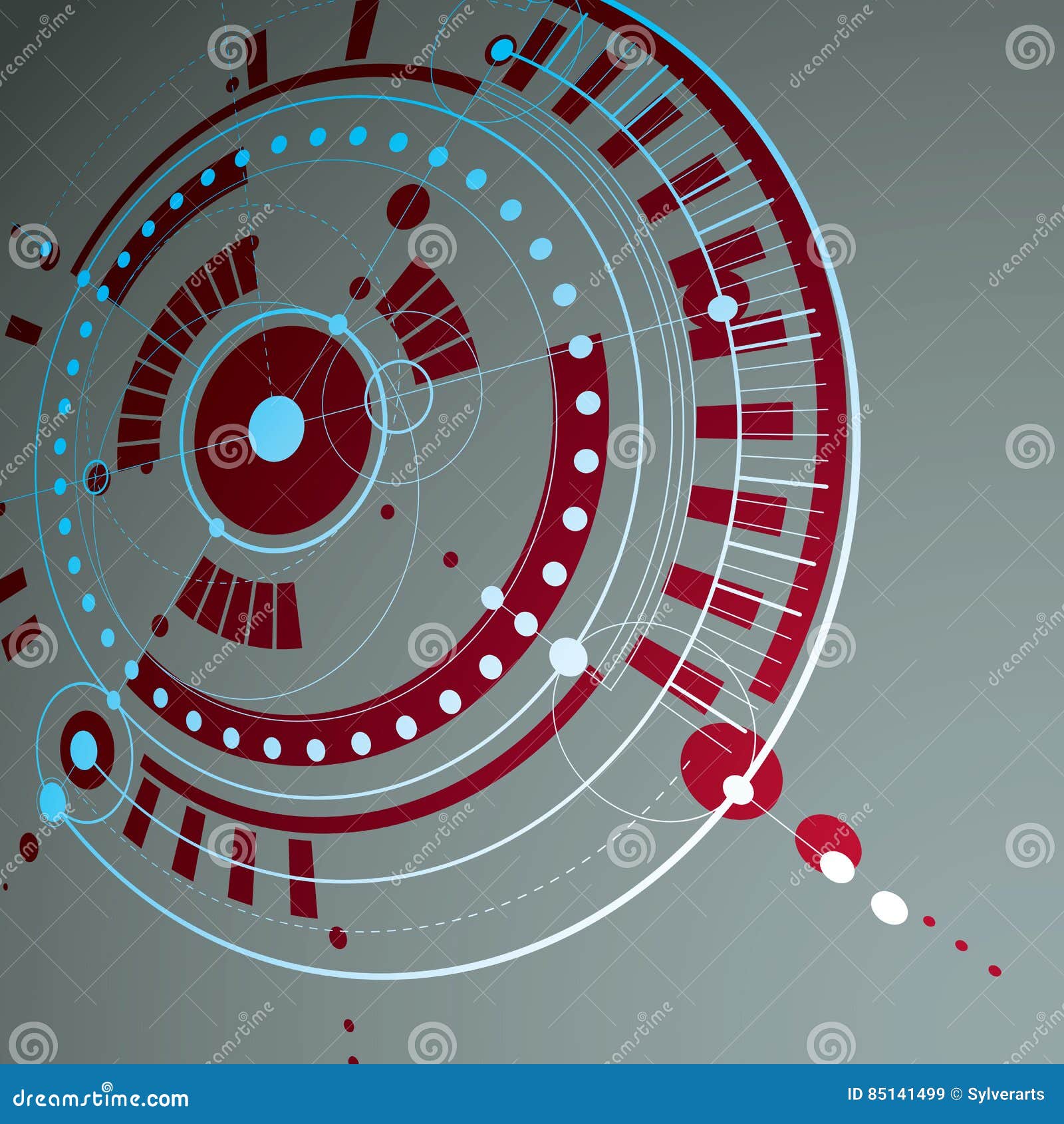 Geometric Technology 3d Vector Drawing, Red Technical Wallpaper. Stock ...