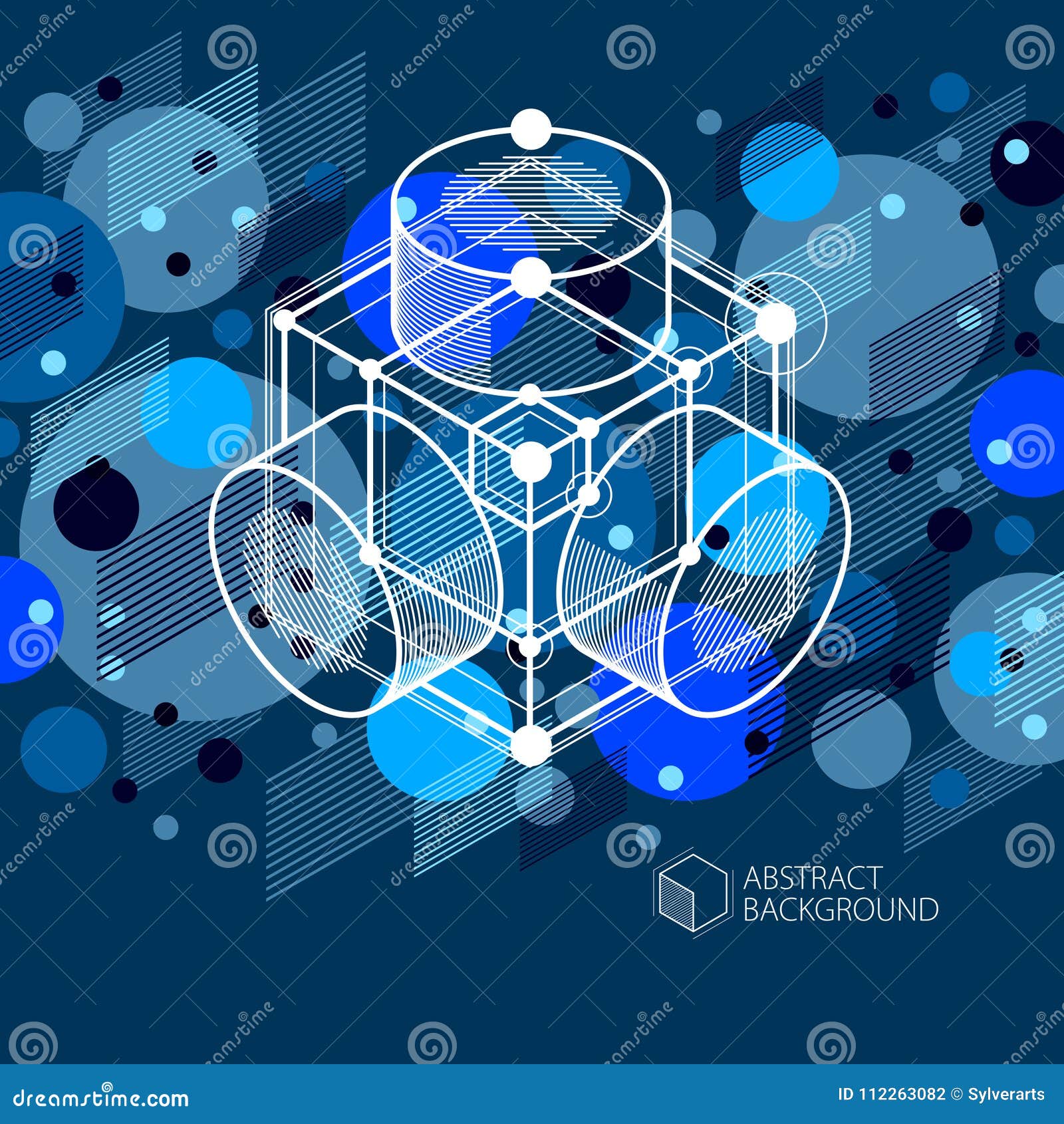Geometric Technology Vector Dark Blue Drawing, 3D Technical Wall Stock ...