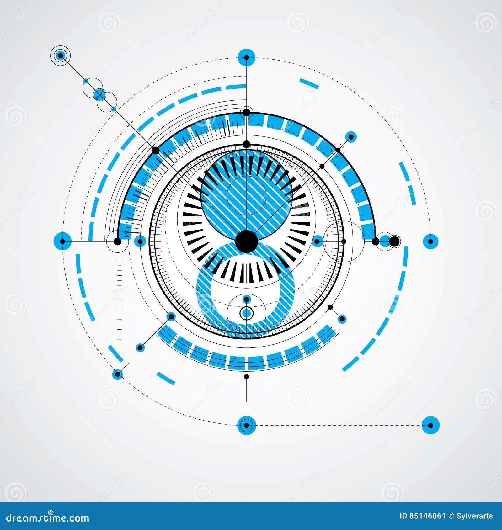 Geometric Technology Vector Drawing, Blue Technical Wallpaper. a Stock ...