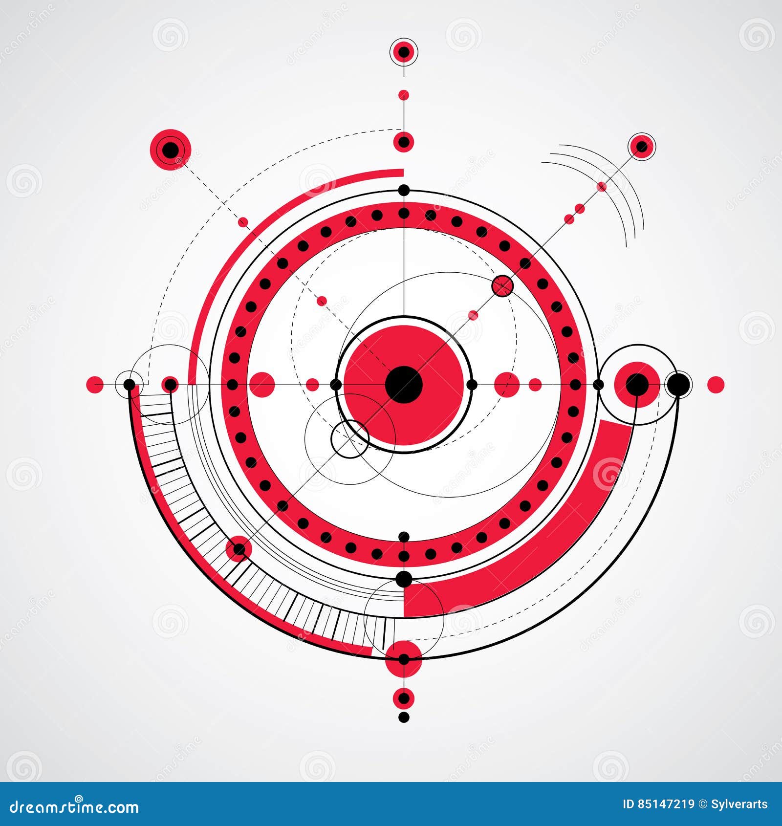 Geometric Technology Vector Drawing, Red Technical Wallpaper. Stock ...