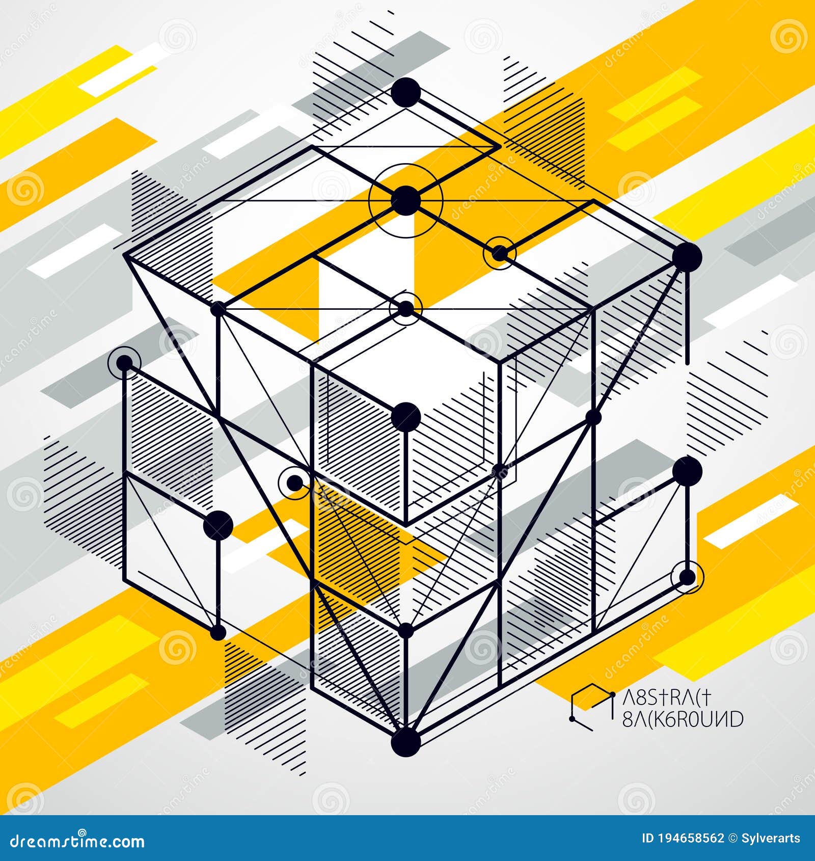 Geometric Technology Vector Yellow Drawing, 3D Technical Wallpaper ...
