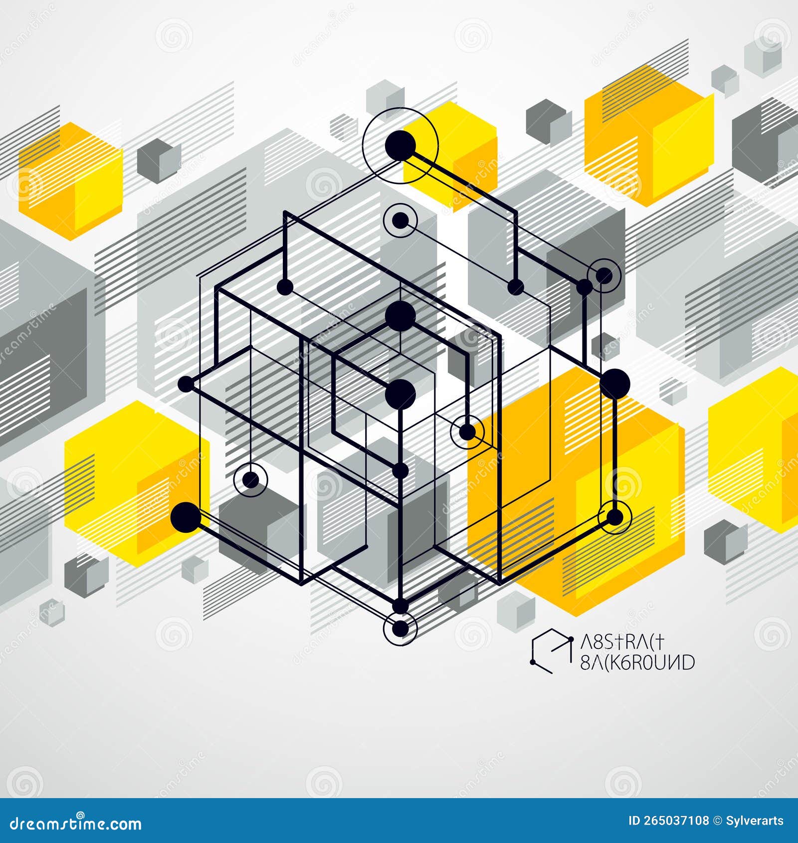 Geometric Technology Vector Yellow Drawing, 3D Technical Wallpaper ...