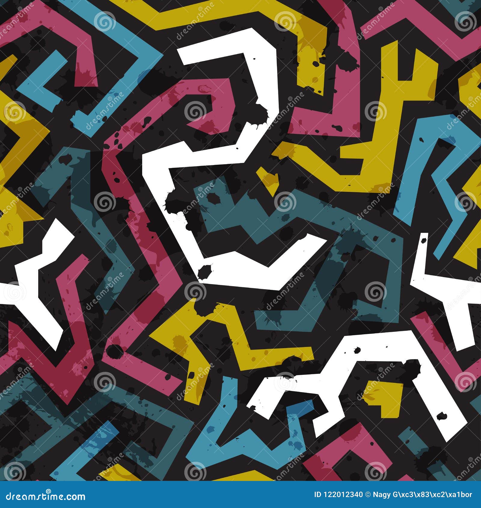 GRUNGE GEOMETRIC ELEMENTS SEAMLESS PATTERN. LATINO STYLISH TEXTURE ...