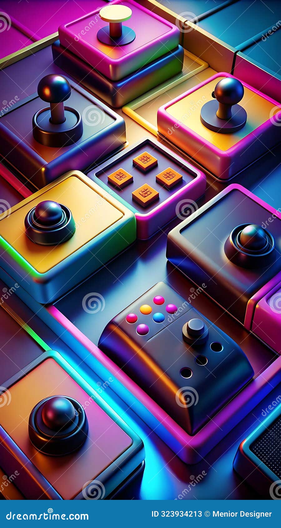 Geometric Textures on a Gradient of Arcade Nostalgia. Stock Image ...