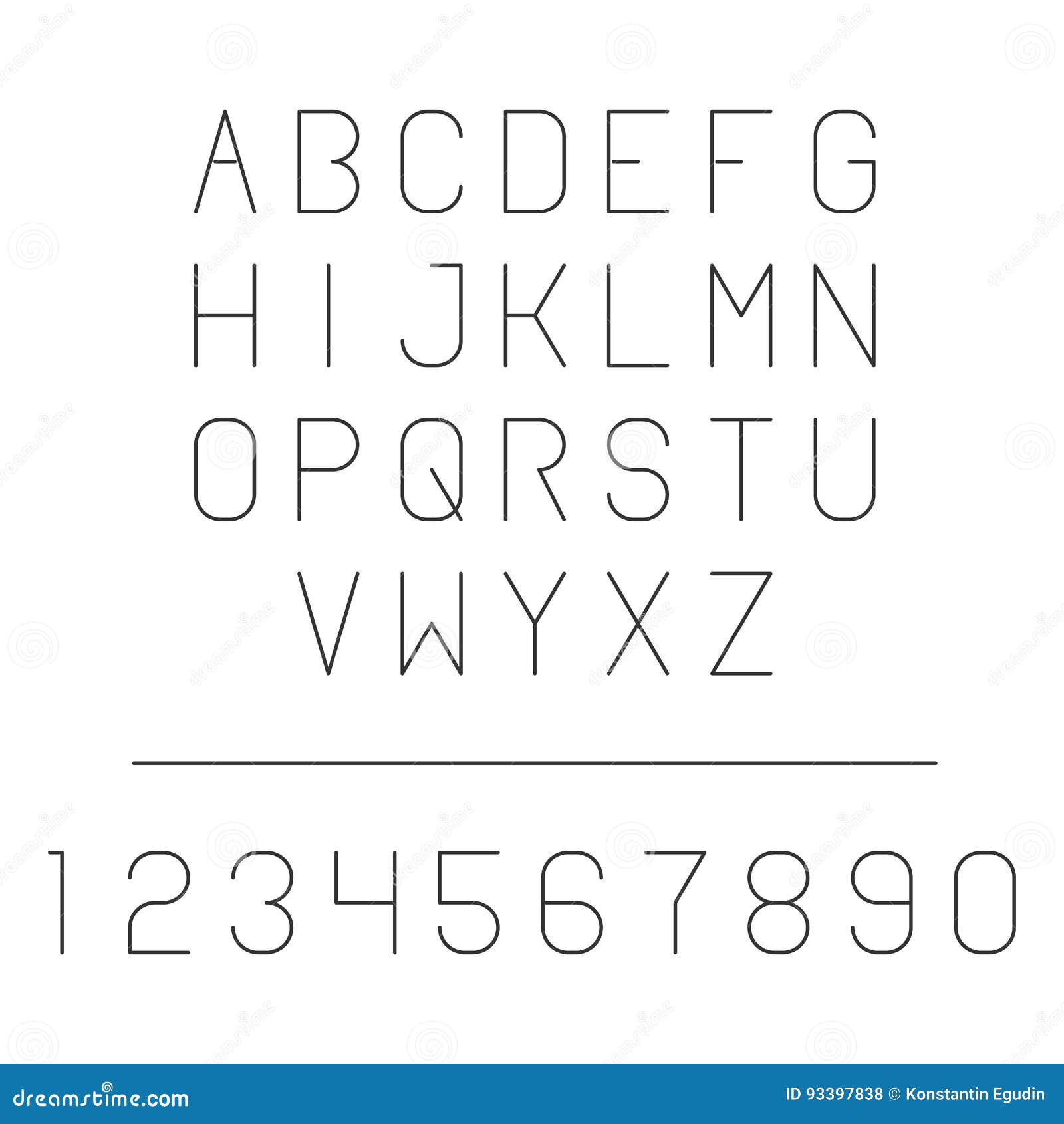 Geometric thin line font stock vector. Illustration of light - 93397838