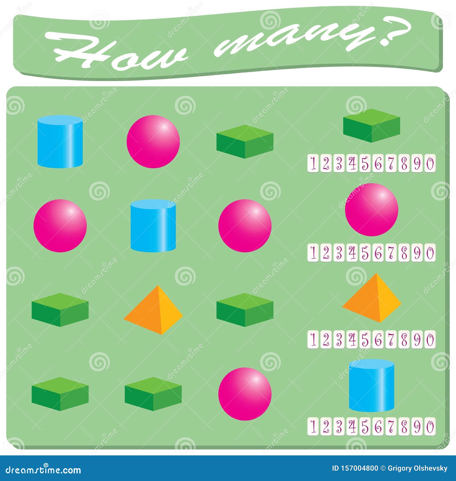 Geometric Three-dimensional Figures. Logical Task. Count And Mark The ...
