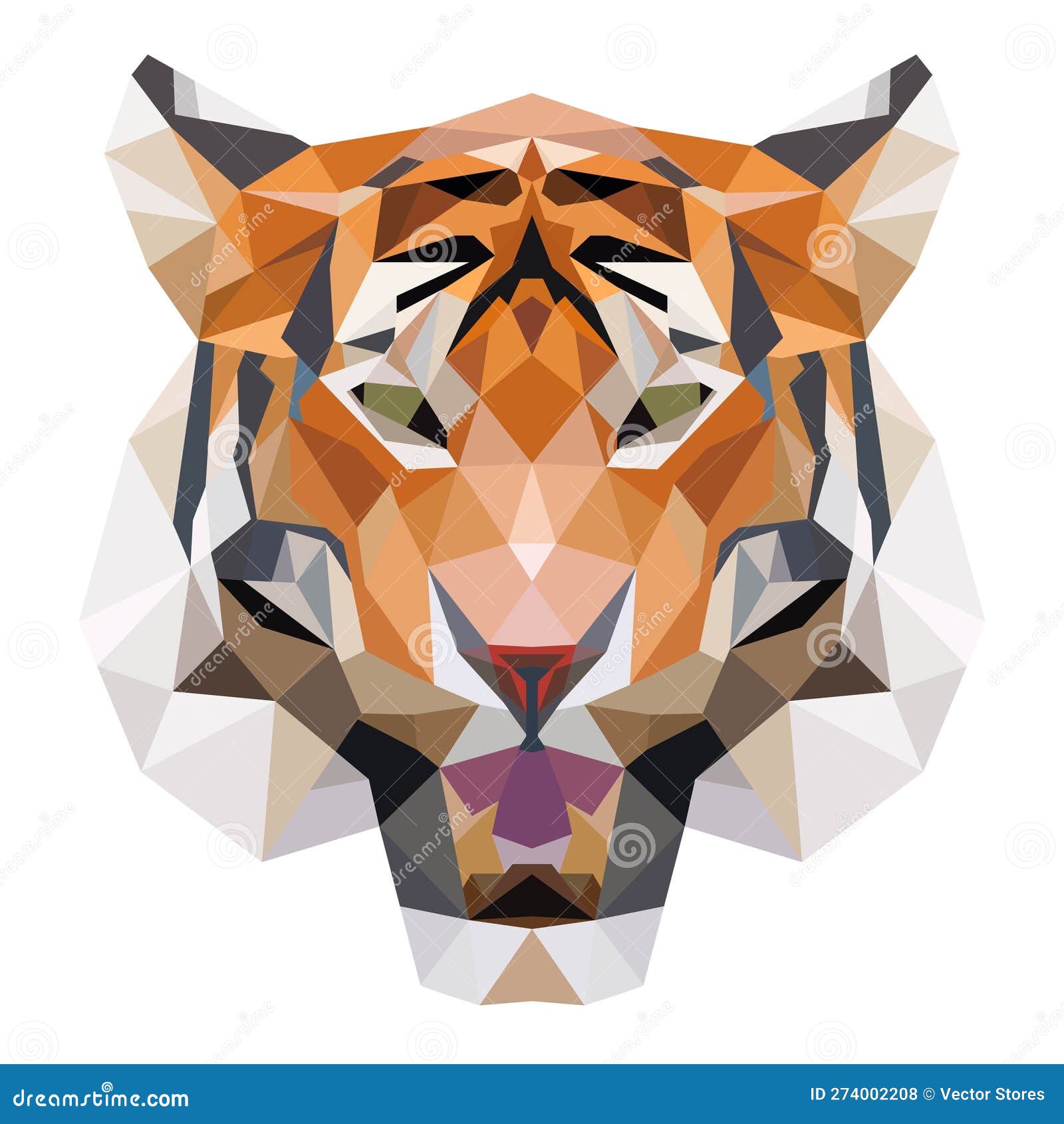 Geometric Tiger Head Triangle Pattern Vector Illustration Stock Vector ...