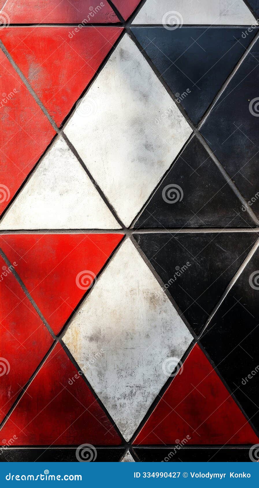 Geometric Tile Pattern with Red, Black, and White Triangles Stock Image ...