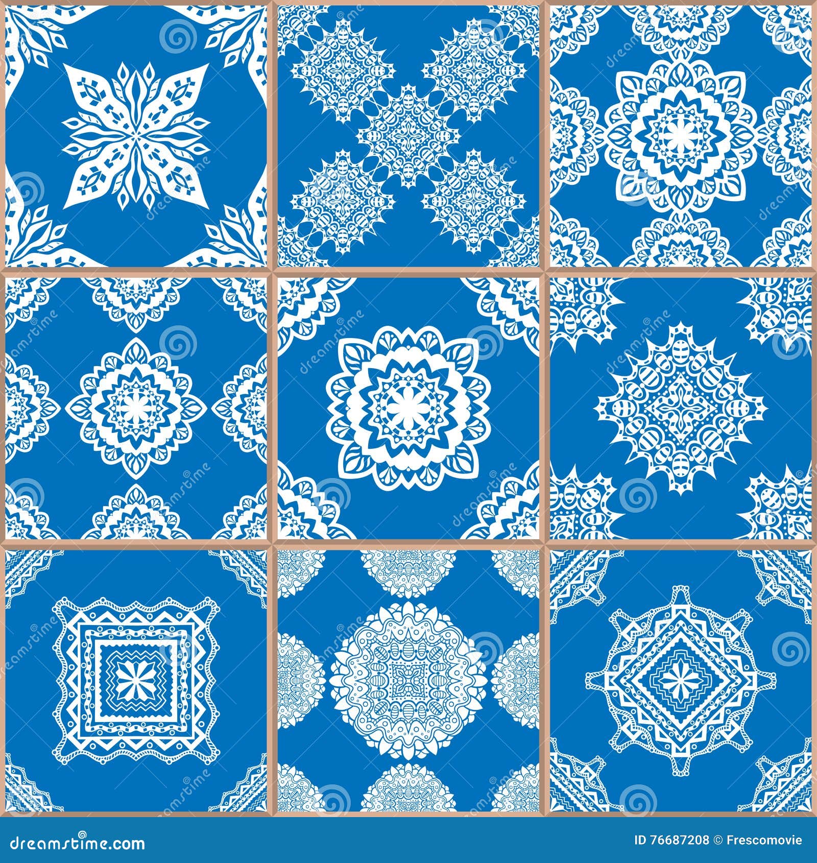 Geometric Tiles Seamless Patterns Set Stock Vector - Illustration of ...