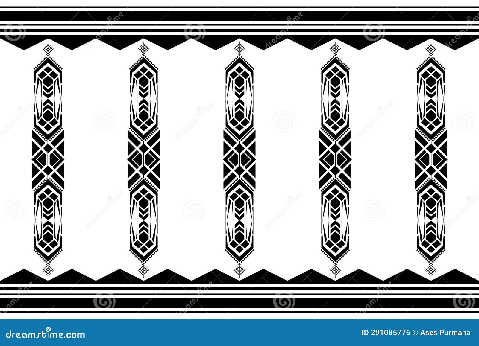 Traditional Shield Of Dayak Ornament With Twin Hornbill In Hand Drawn ...
