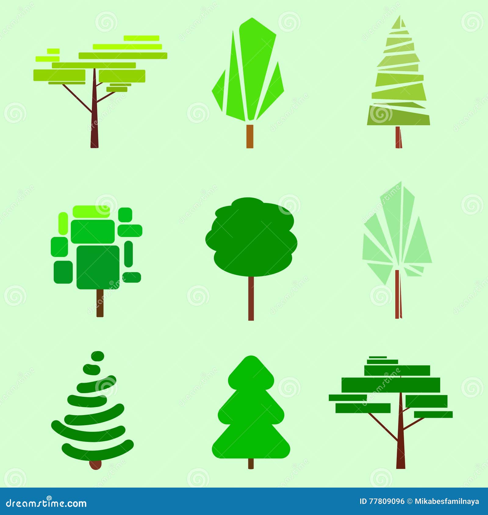 Geometric trees. stock vector. Illustration of icon, natural - 77809096