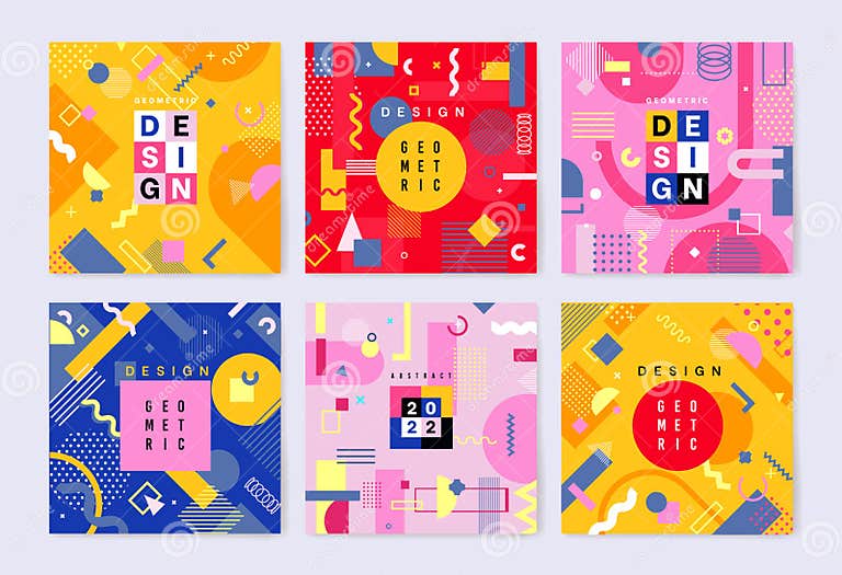 Geometric Trendy Posters Set. Pattern Design with Different Forms and ...