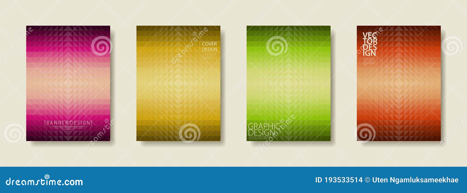 Monotone Poster Set Geometric Triangle Background Vector Illustration ...