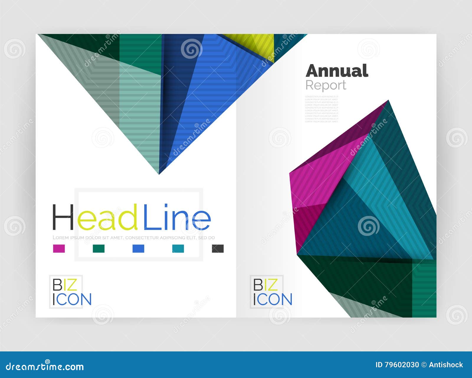 Geometric Triangle Business Brochure Template Stock Vector ...