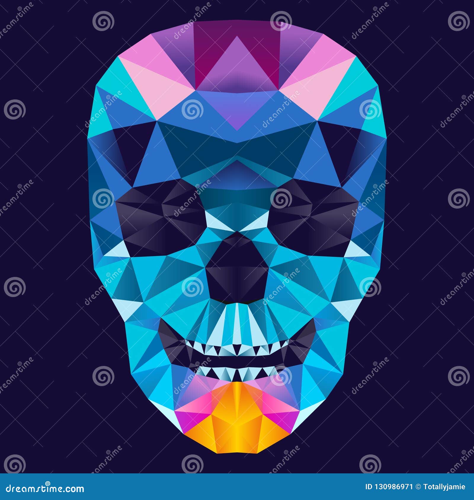 Geometric Triangle Color Blend Skull Stock Illustration - Illustration ...