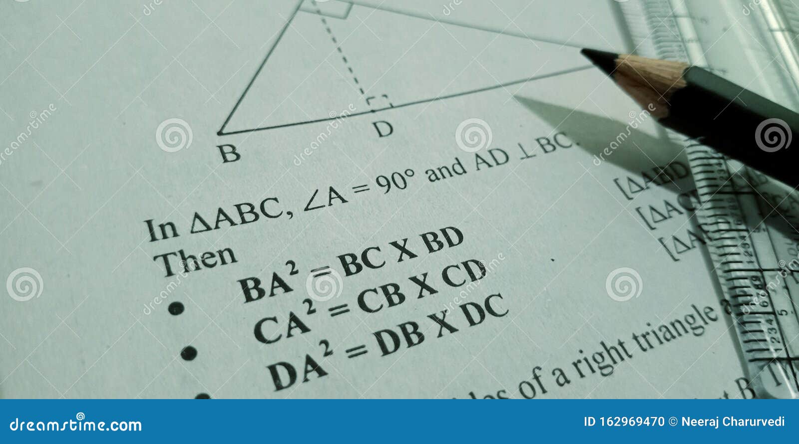 Geometric Triangle with Equations Displayed on White Paper with Scaling ...