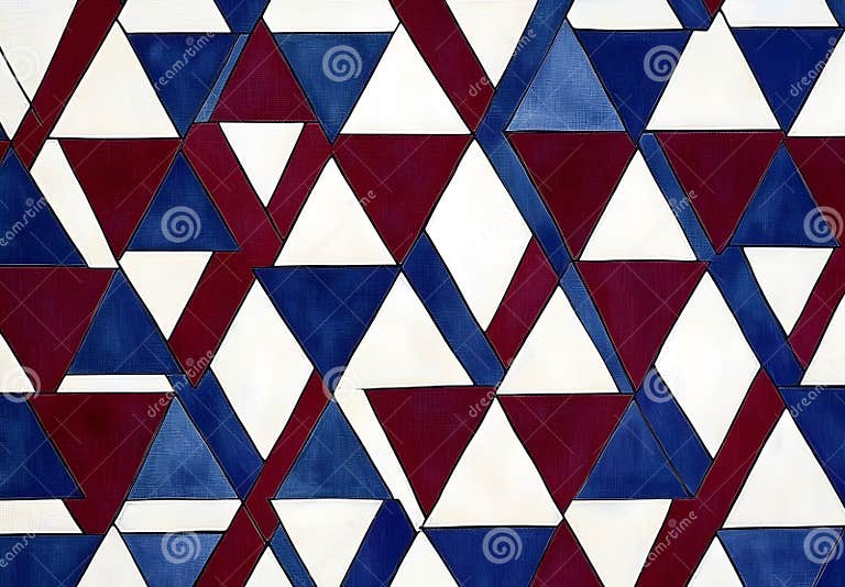 Geometric Triangle Fabric Pattern in Blue, Maroon, and White Stock ...