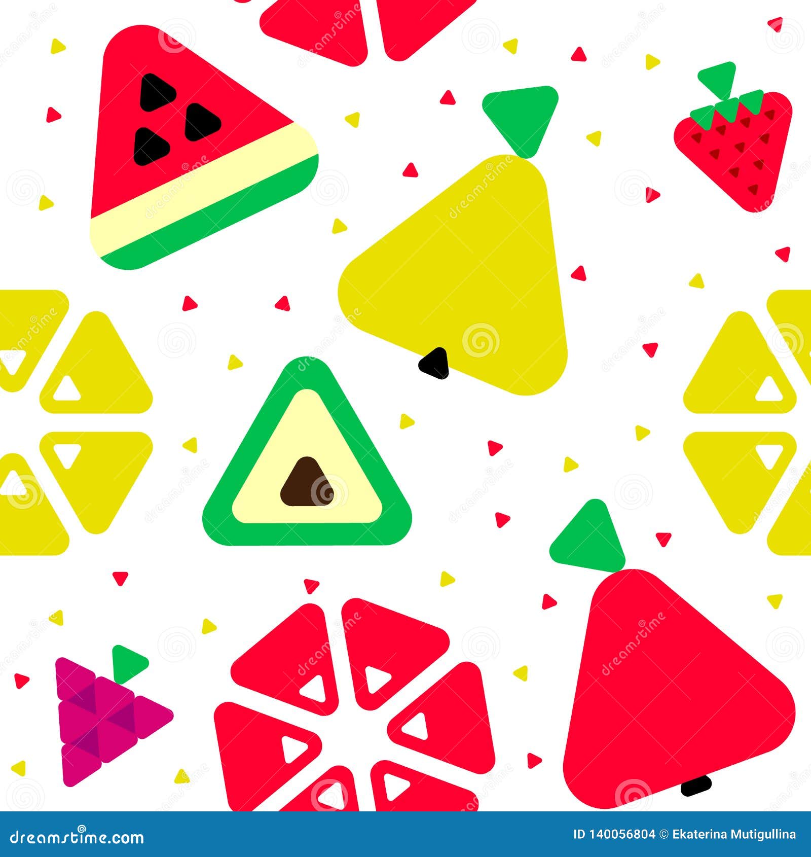 Geometric Triangle Fruits Seamless Pattern Stock Vector - Illustration ...