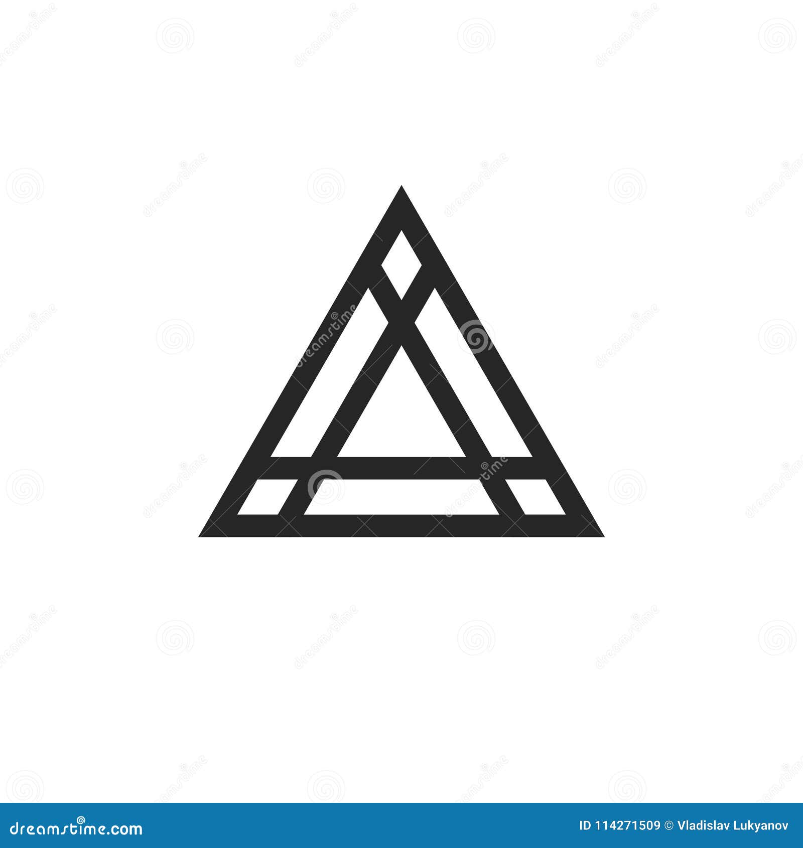 Geometric Triangle Logo Element in Thin Line Style, Outline Art Emblem ...