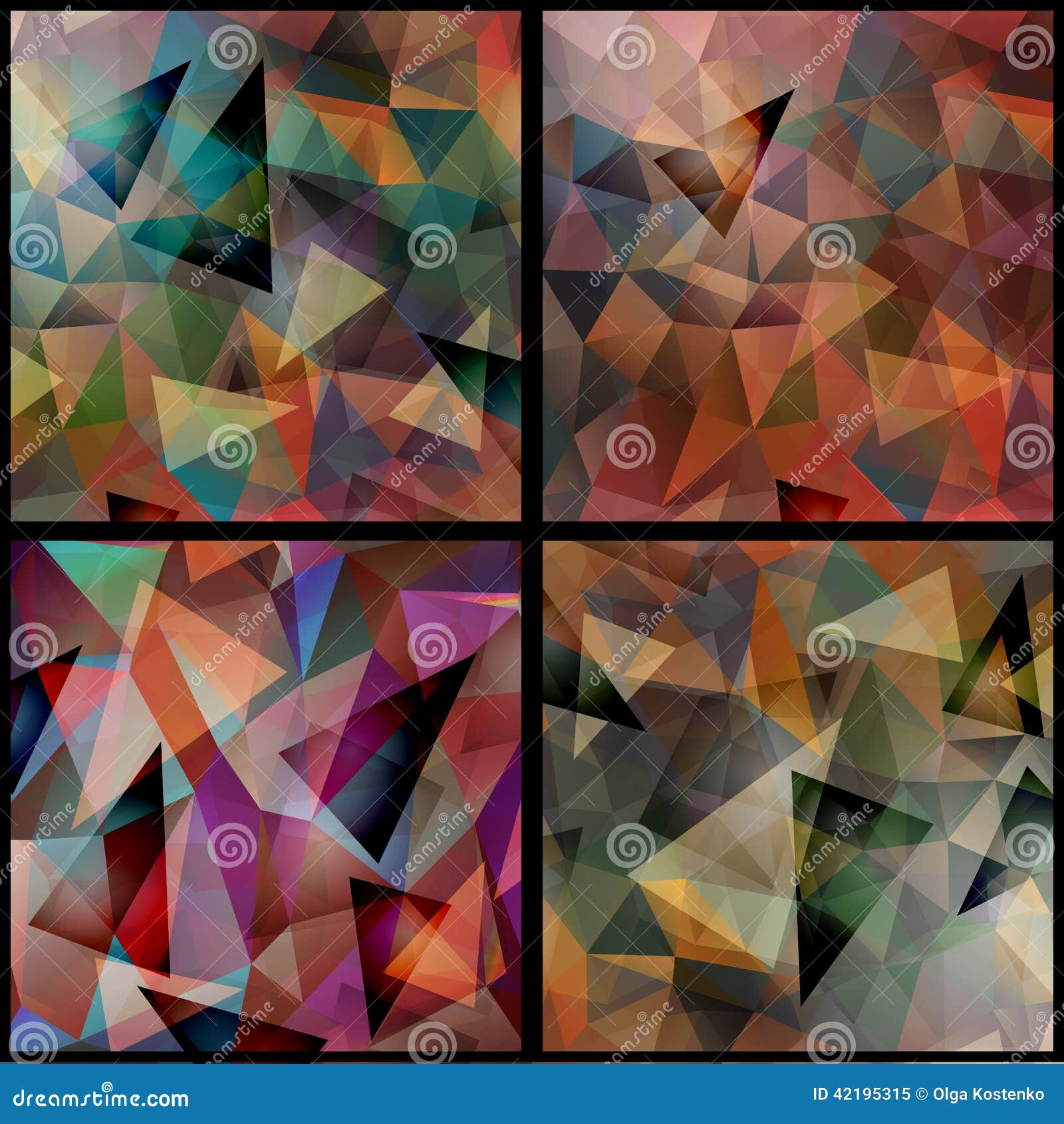 Geometric Triangle Patterns Set. Stock Vector - Illustration of ...