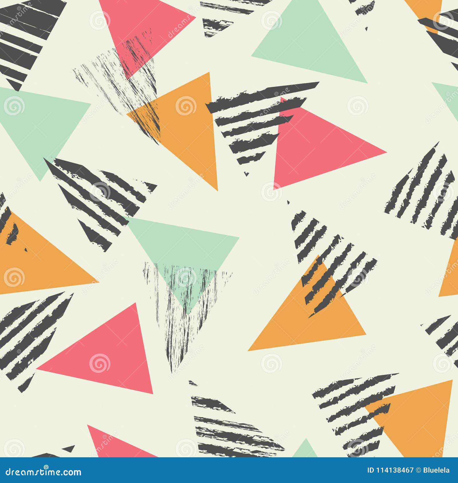 Geometric Triangle Seamless Pattern with Color Mint, Vector ...