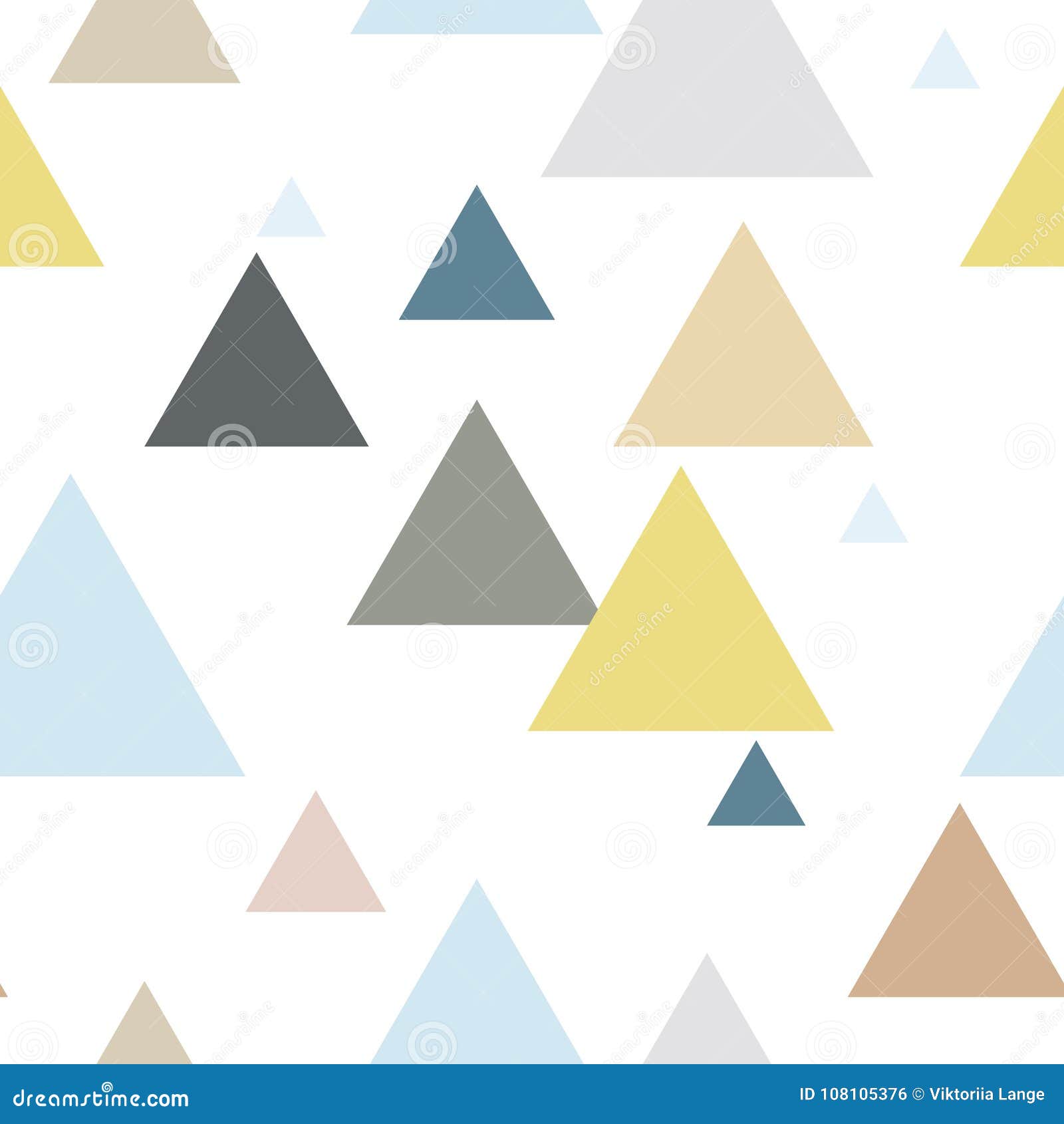 Geometric Triangle Seamless Repeat Pattern in Blue, Yellow, Brown, Gray ...