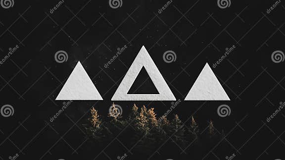 Geometric Triangles Over Forest with Starry Night Sky Stock ...