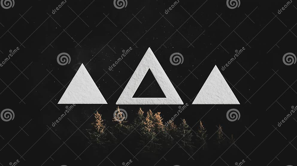 Geometric Triangles Over Forest with Starry Night Sky Stock ...