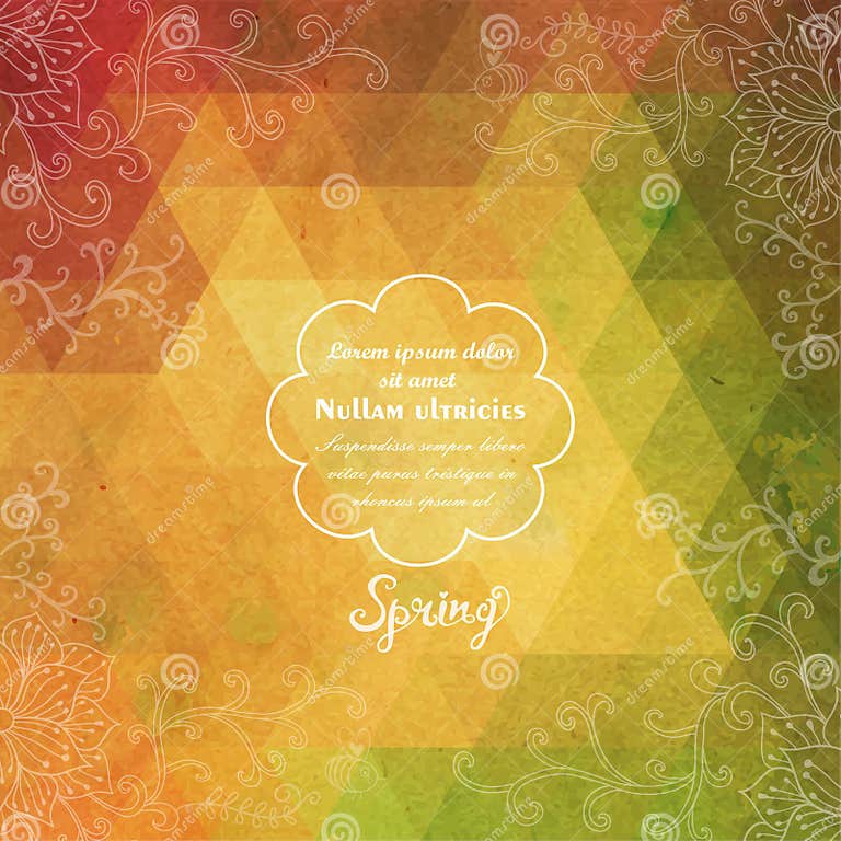 Geometric Triangles Pattern with Label. Spring Theme. Stock Vector ...