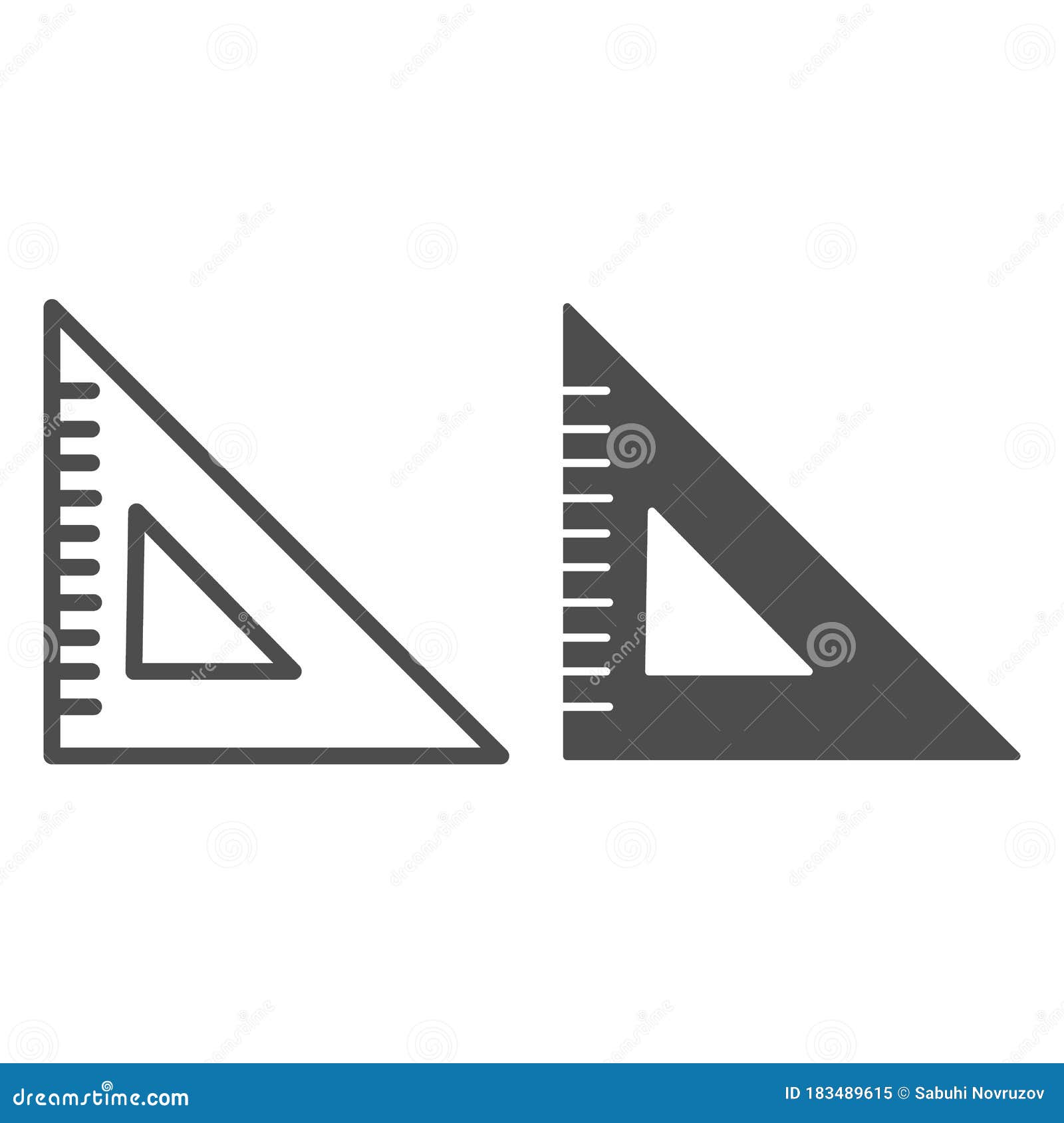 Geometric Triangular Ruler Line and Solid Icon, Stationery Concept ...